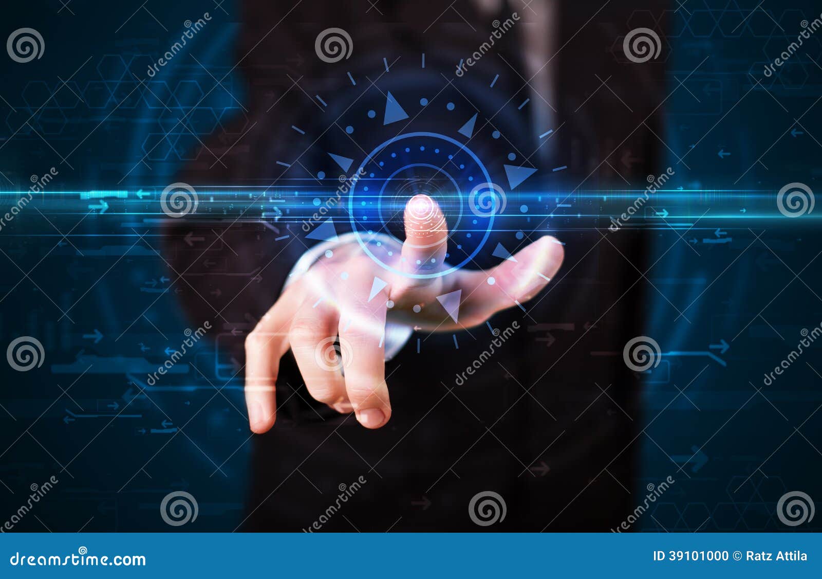 Handsome Tech Guy Pressing High Technology Stock Photo - Image of ...