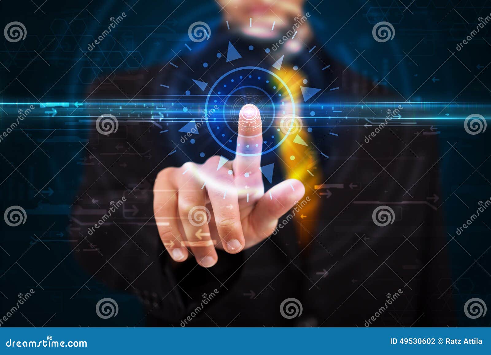 Handsome Tech Guy Pressing High Technology Control Panel Screen Stock ...