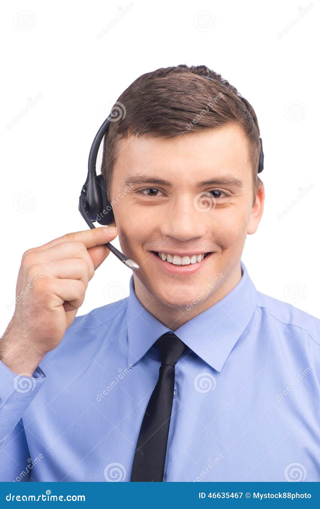 Handsome Technical Support Operator Working on White. Stock Image ...