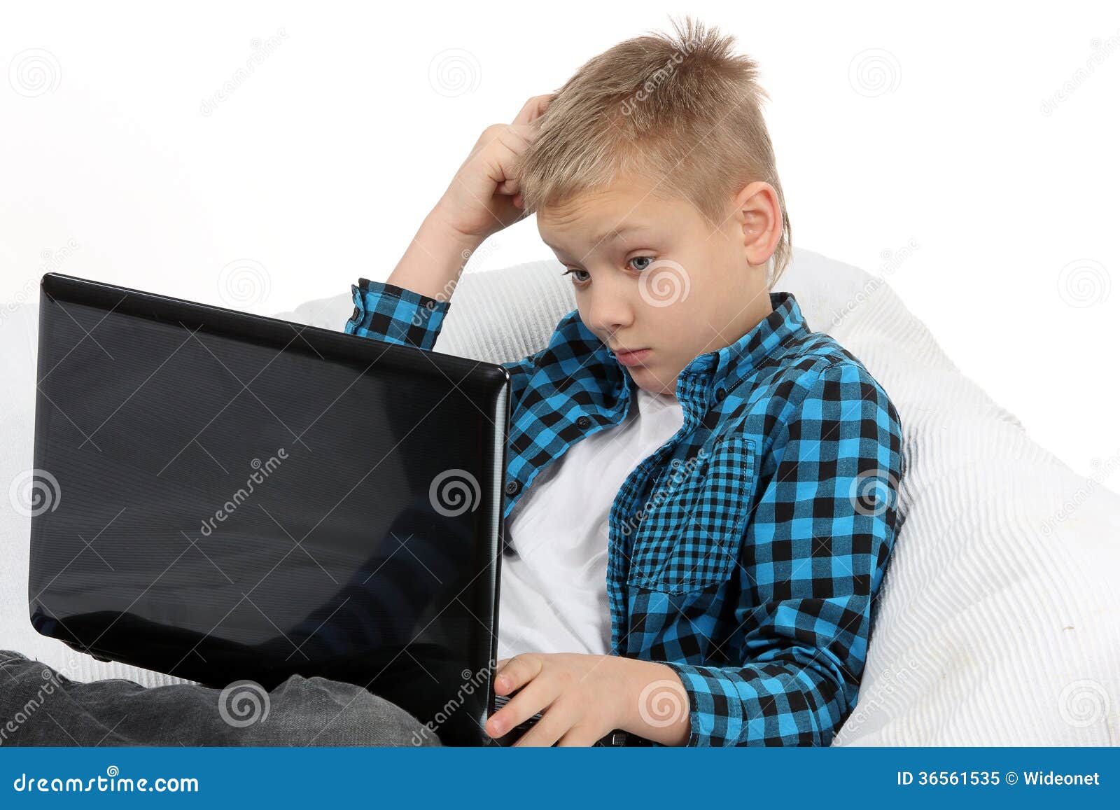 Handsome Teen Boy with Laptop Computer Stock Image - Image of ...