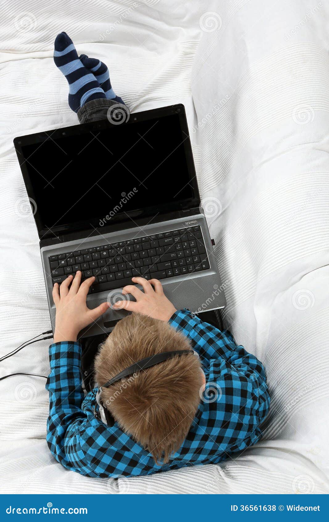 Handsome Teen Boy with Laptop Computer Stock Photo - Image of child ...