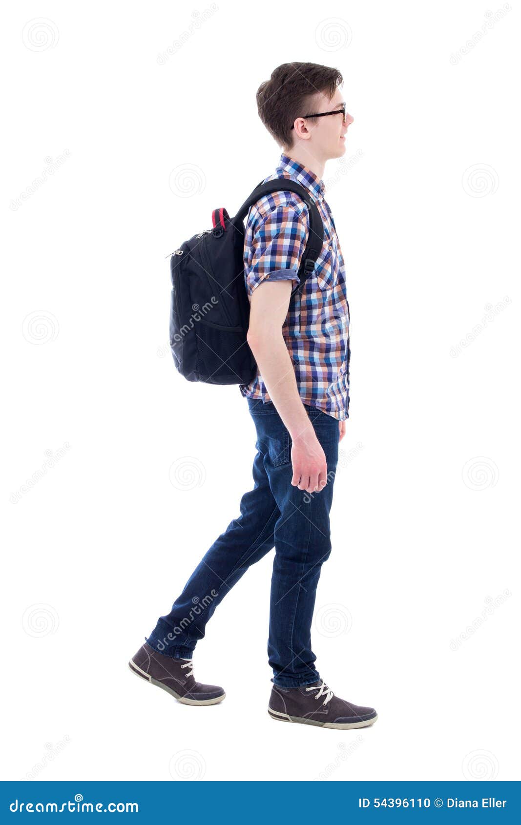 Handsome Teenage Boy with Backpack Walking Isolated on White Stock ...
