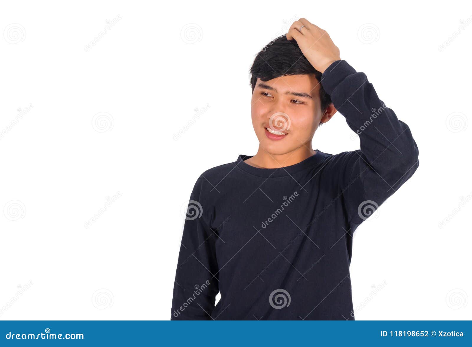 A Handsome Thai Man is Scratching His Head. Stock Photo - Image of ...