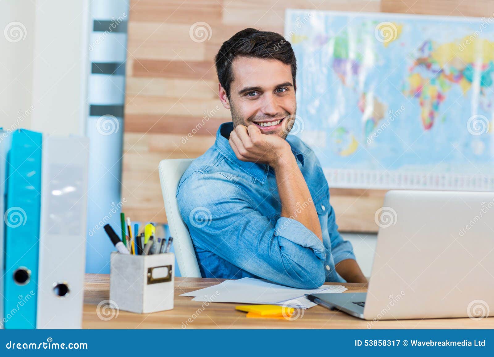 Handsome Travel Agent Smiling at Camera Stock Image - Image of journey ...