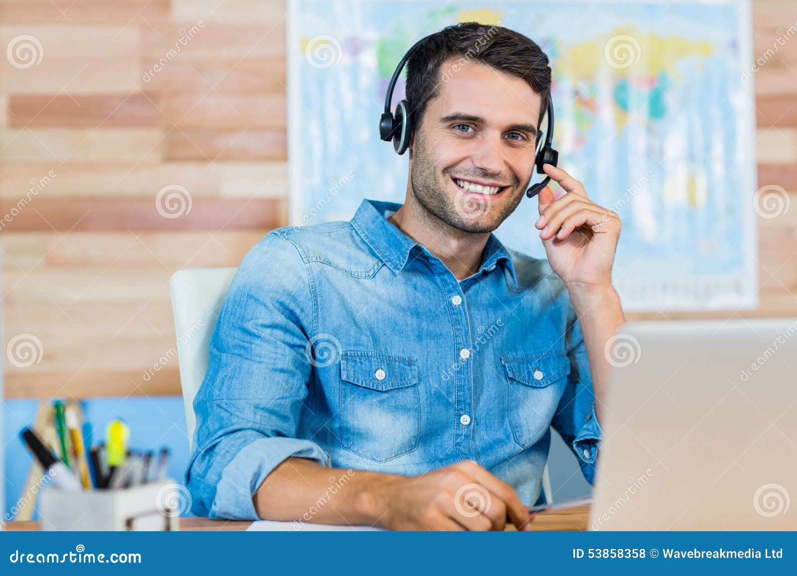 Handsome Travel Agent Smiling at Camera Stock Photo - Image of portrait ...