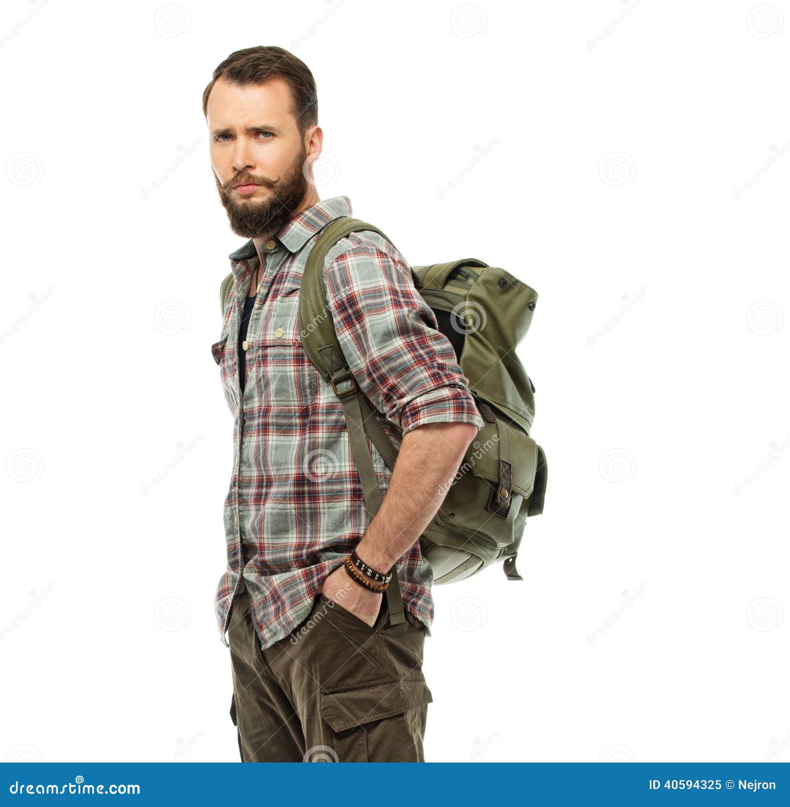 Handsome Traveler with Backpack Stock Image - Image of isolate, extreme ...