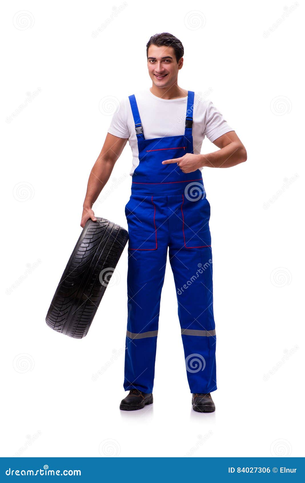 The Handsome Tyre Repairman Isolated on White Stock Photo - Image of ...
