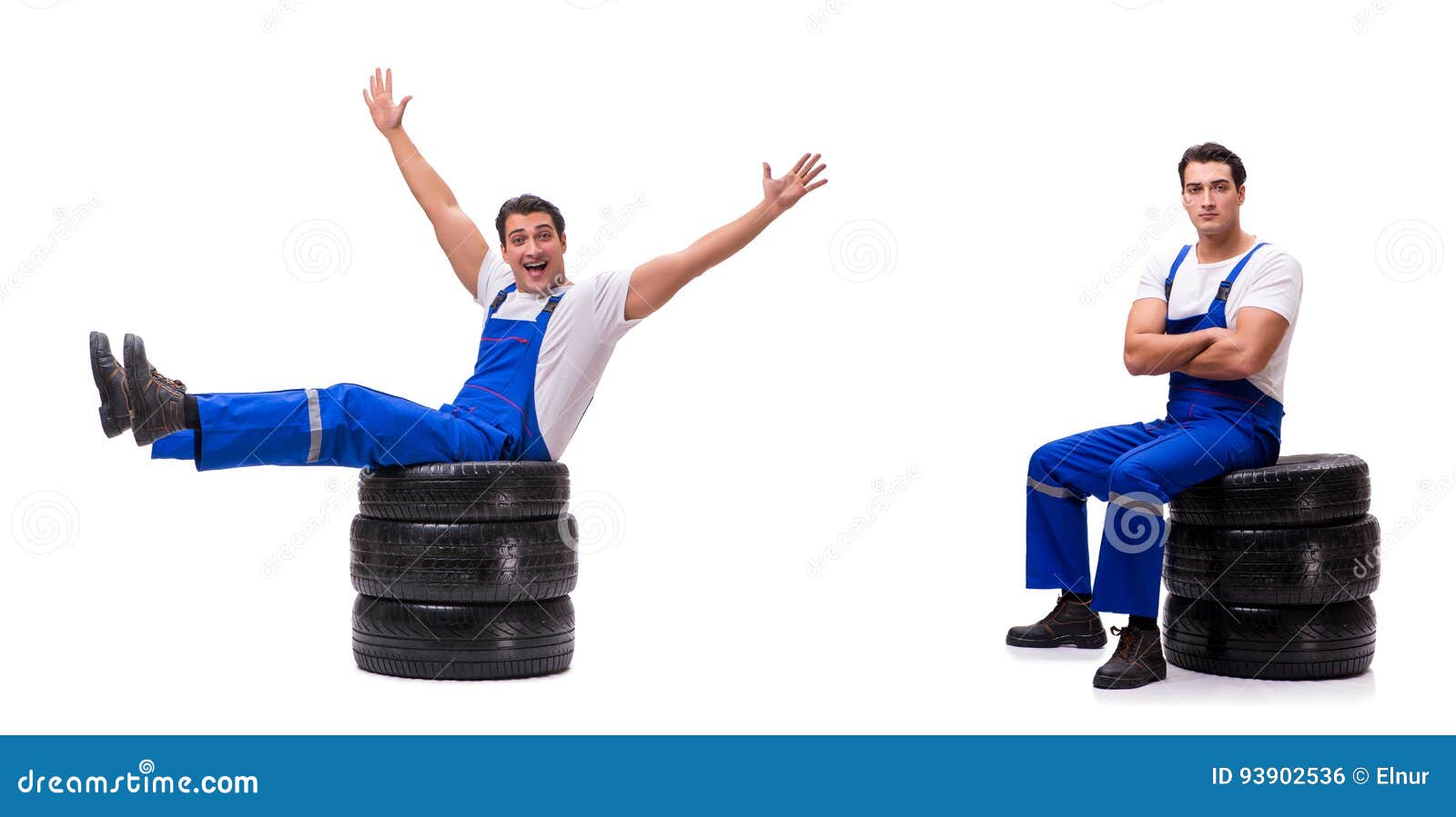 The Handsome Tyre Repairman Isolated on White Stock Photo - Image of ...