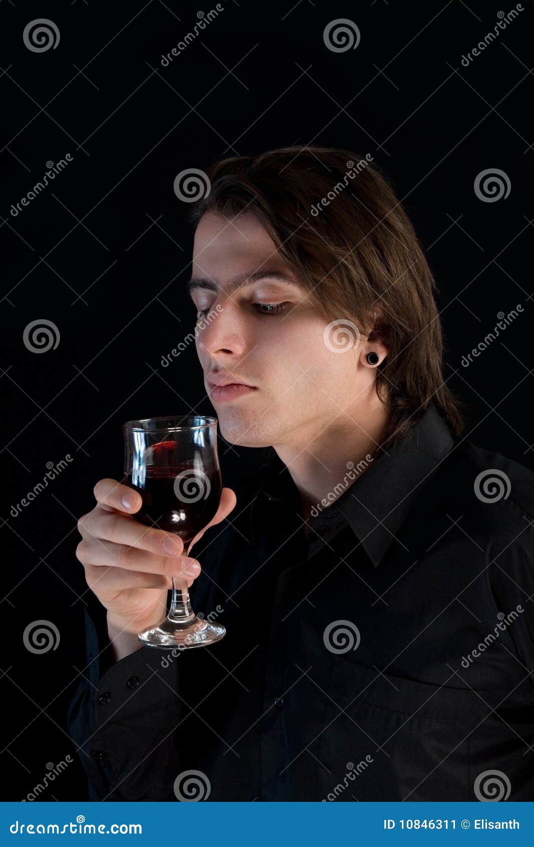 Handsome Vampire with Glass of Wine or Blood Stock Image - Image of ...