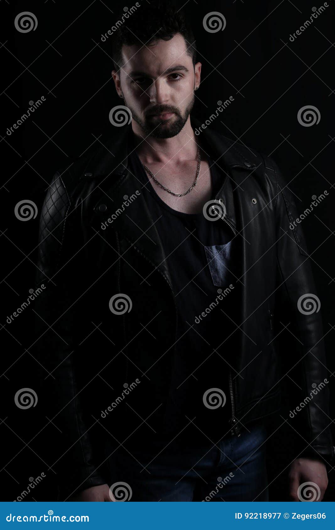 Handsome Vampire Wearing a Black Leather Jacket Stock Image - Image of ...