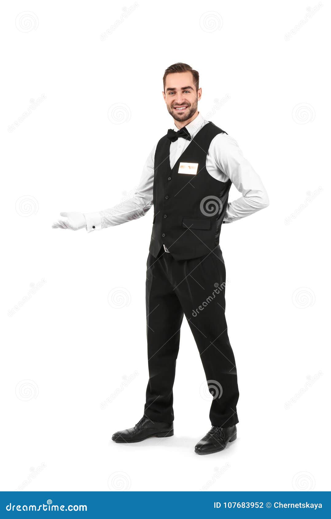 Handsome Waiter on Background Stock Photo - Image of gesture, cafe ...