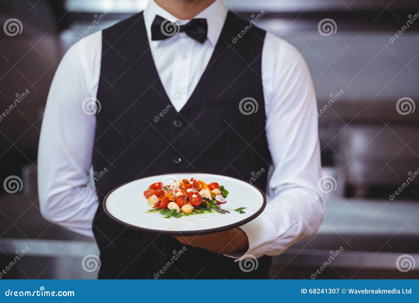 Handsome Waiter In Red Apron. Successful Small Business Owner. Serious ...
