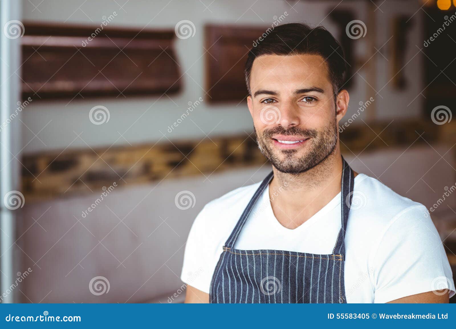 Handsome Waiter Smiling at Camera Stock Image - Image of cheerful ...