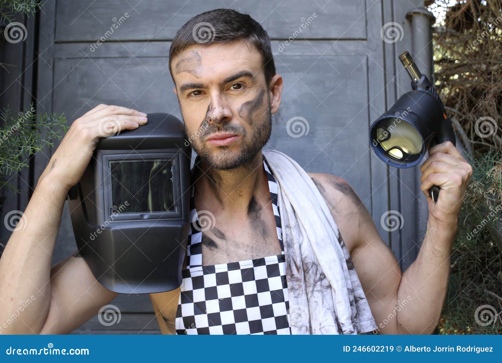 Handsome Welder Holding a Blowtorch Stock Image - Image of industrial ...