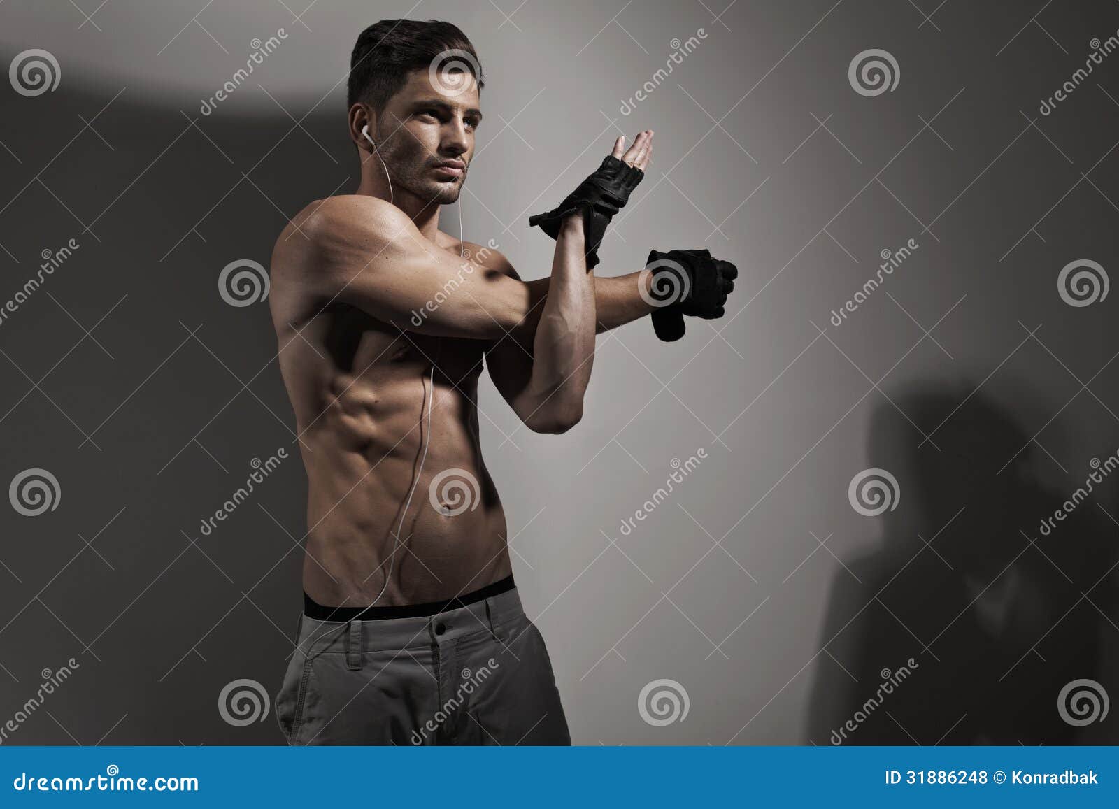 Handsome Well Built Man Preparing To Training Stock Photo - Image of ...