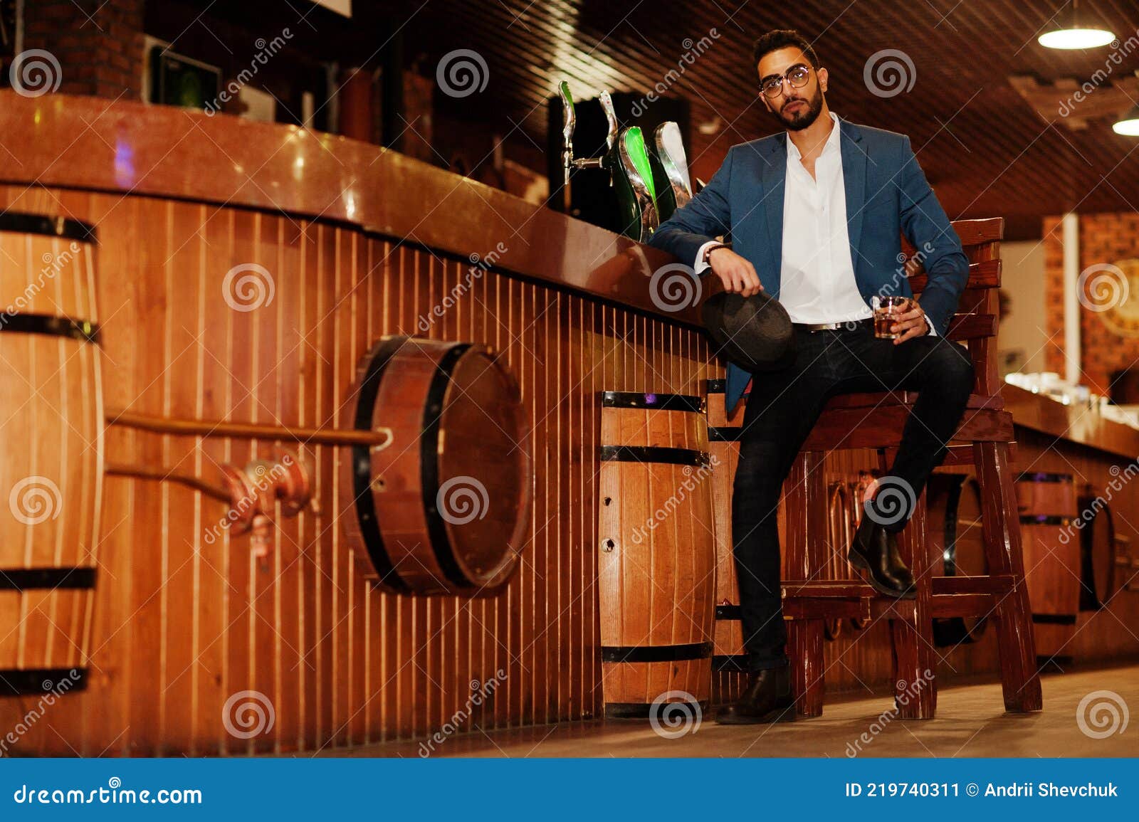 Handsome Well-dressed Arabian Man at Pub. Stock Image - Image of ...