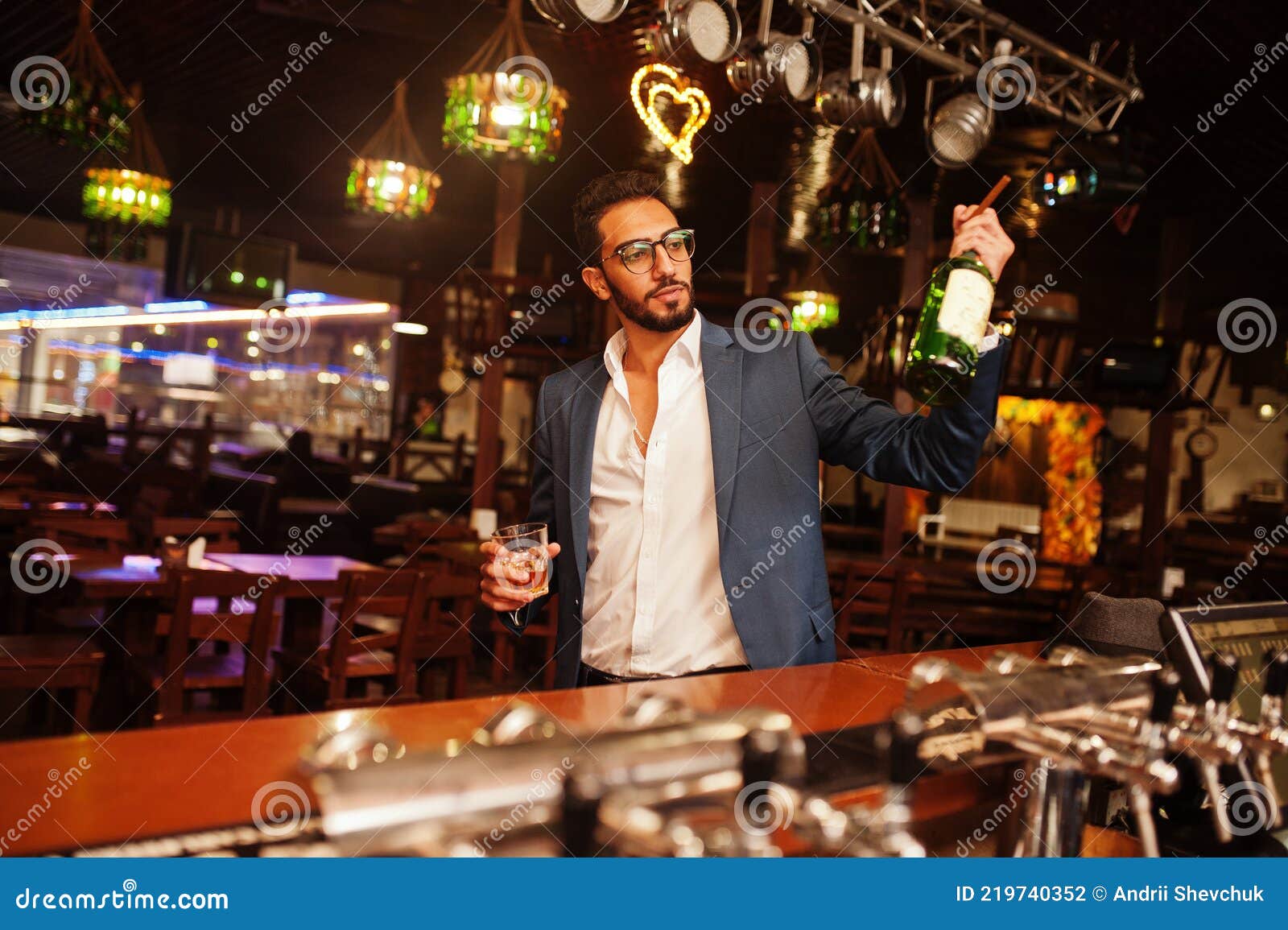 Handsome Well-dressed Arabian Man at Pub. Stock Photo - Image of boss ...