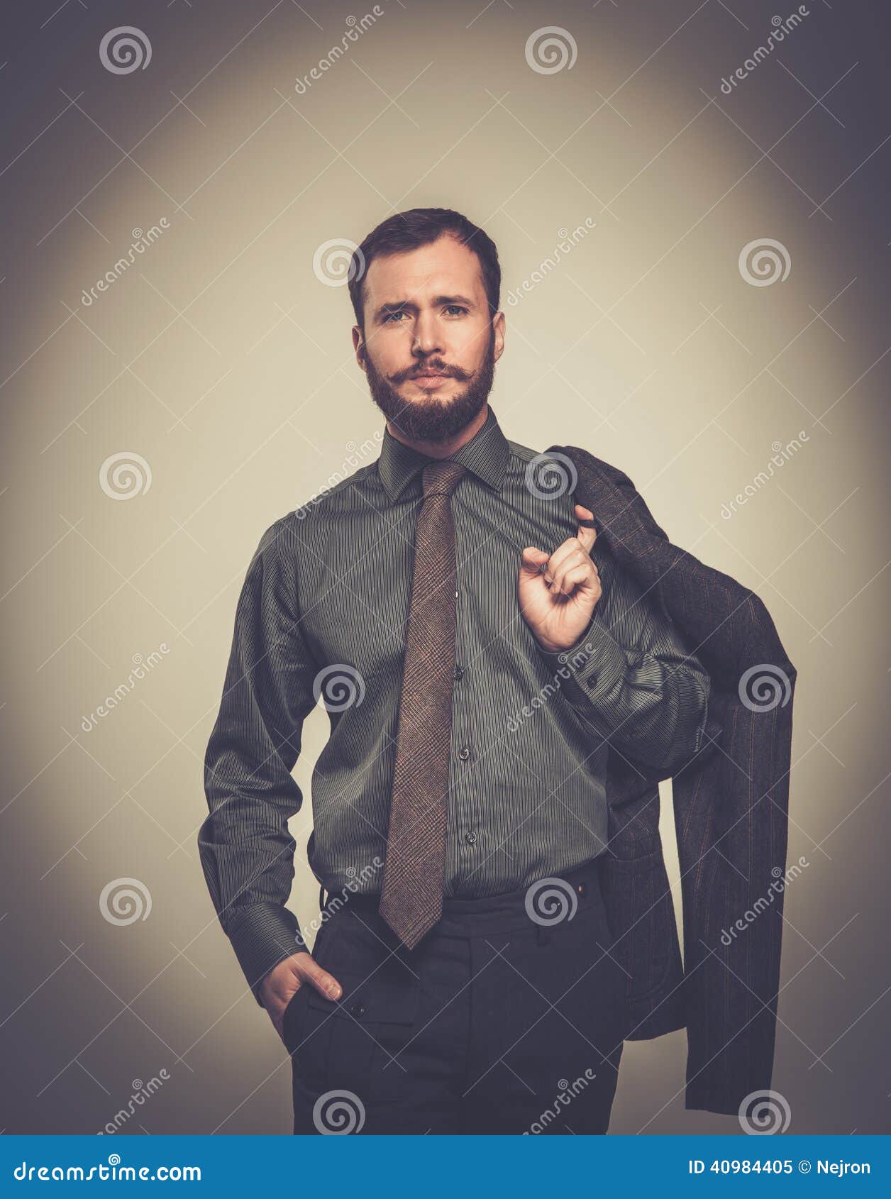 Handsome well-dressed man stock image. Image of beard - 40984405