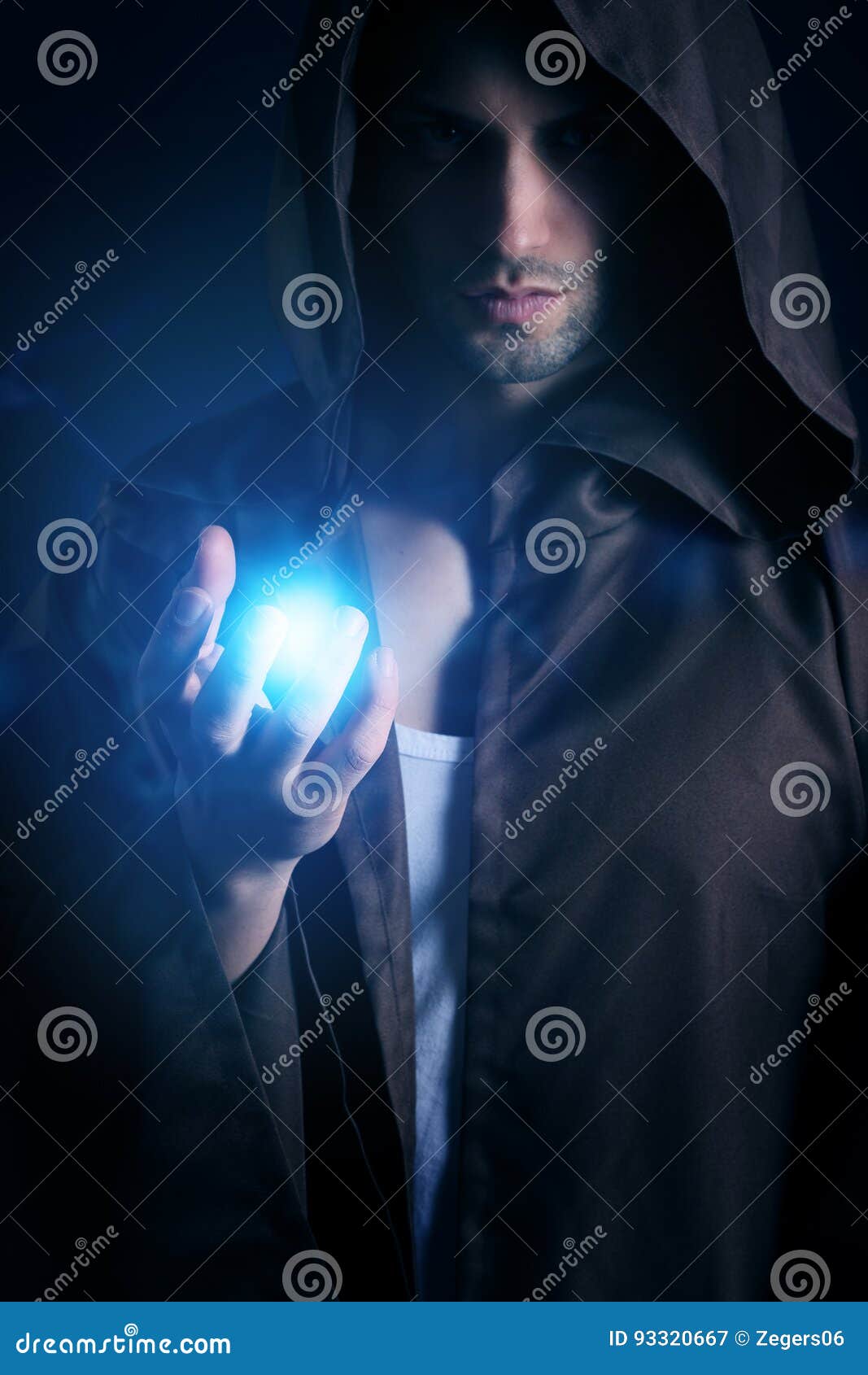 Handsome Wizard Showing an Energy Blast Stock Image - Image of ...