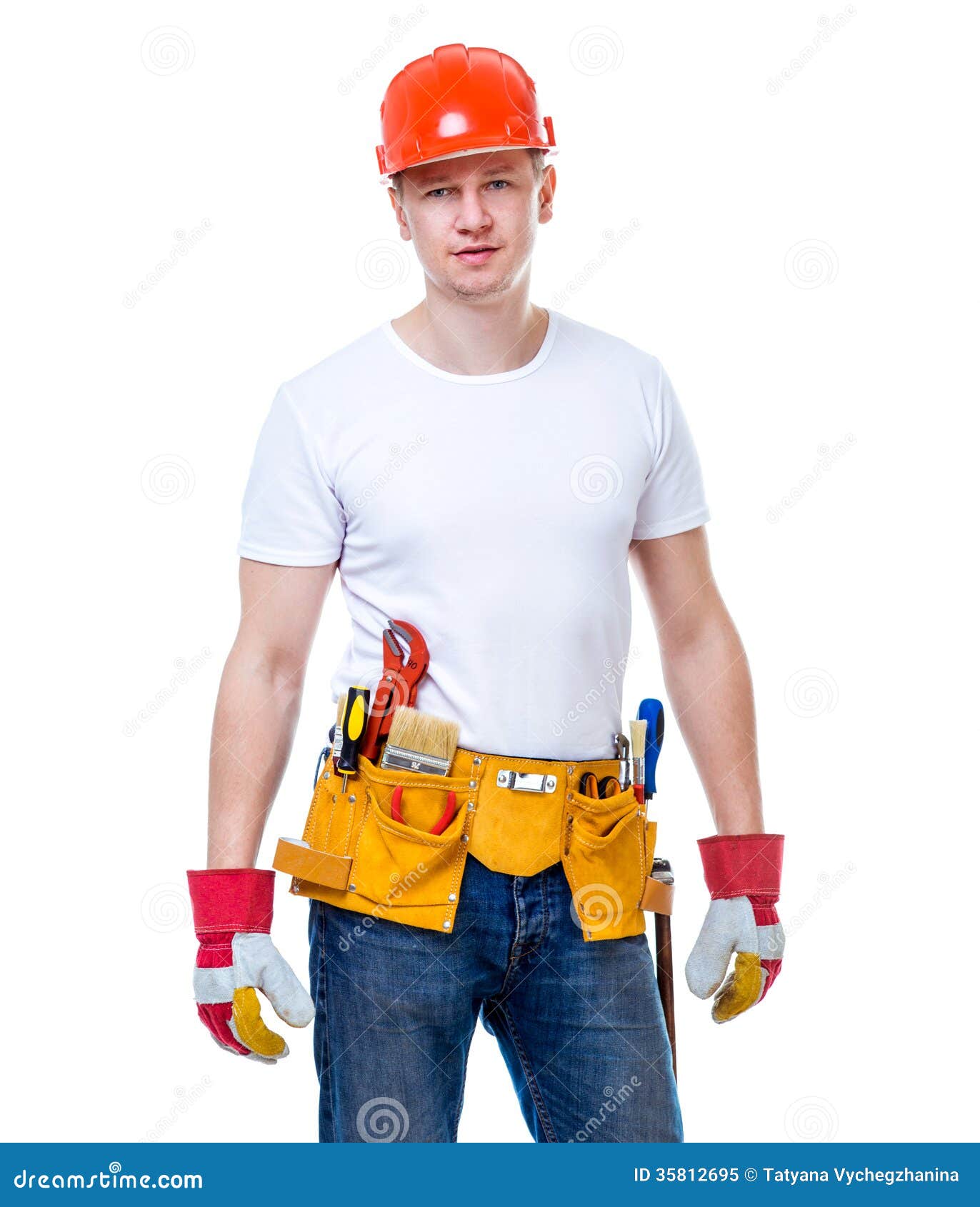 Handsome Worker in a Helmet O Stock Image - Image of caucasian ...
