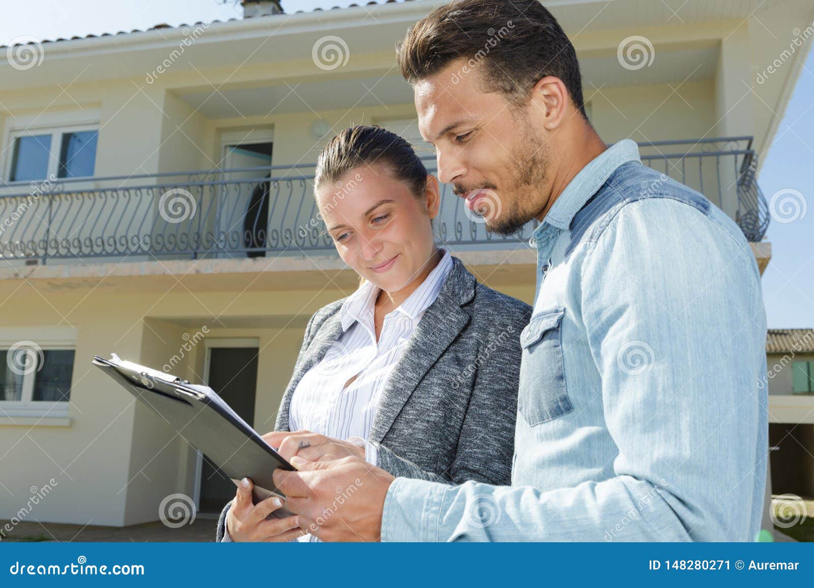 Handsome Worker Showing Something To Apartment Owner Stock Image ...