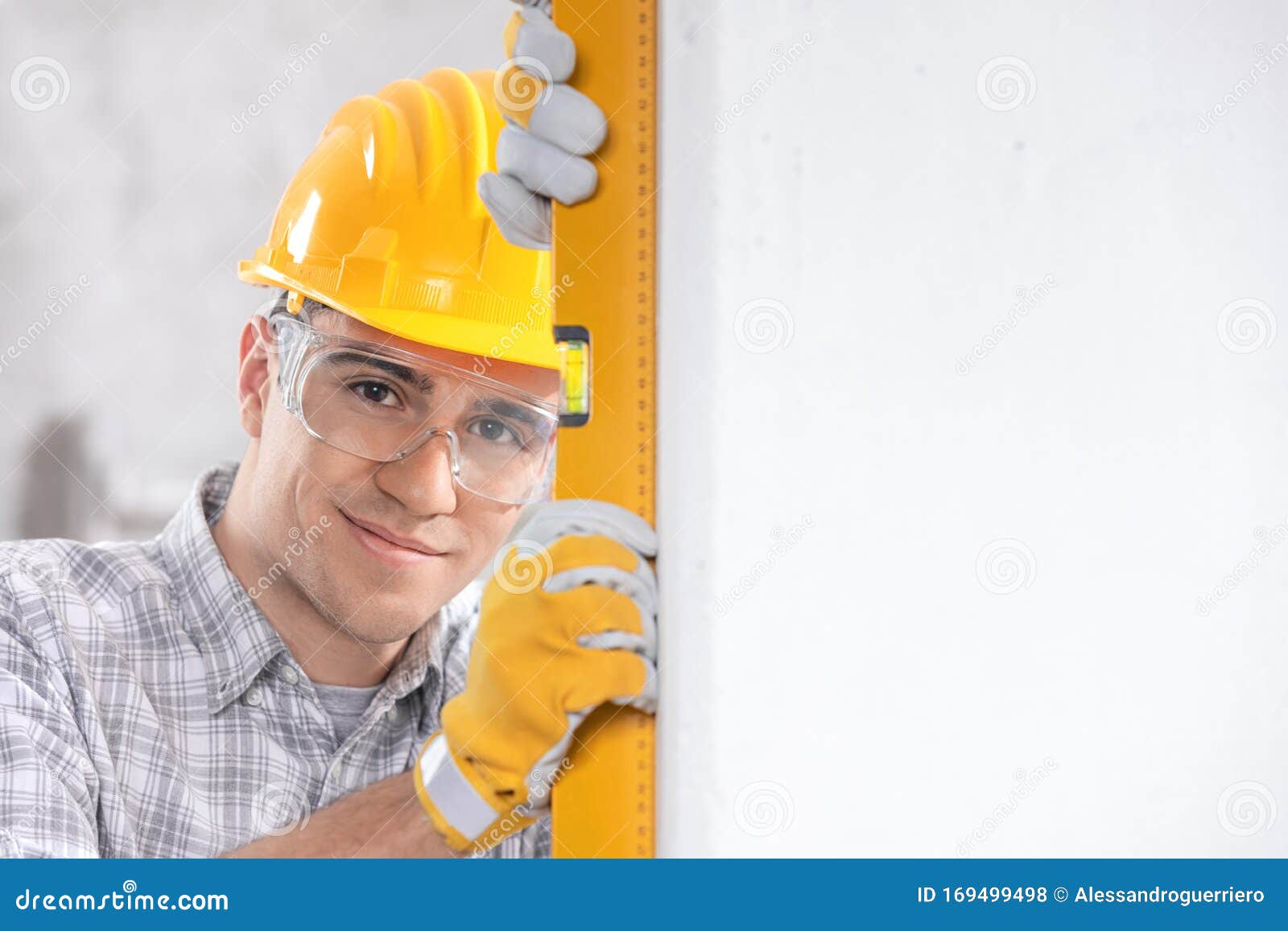 Handsome Young Architect Checking Level Stock Photo - Image of ...