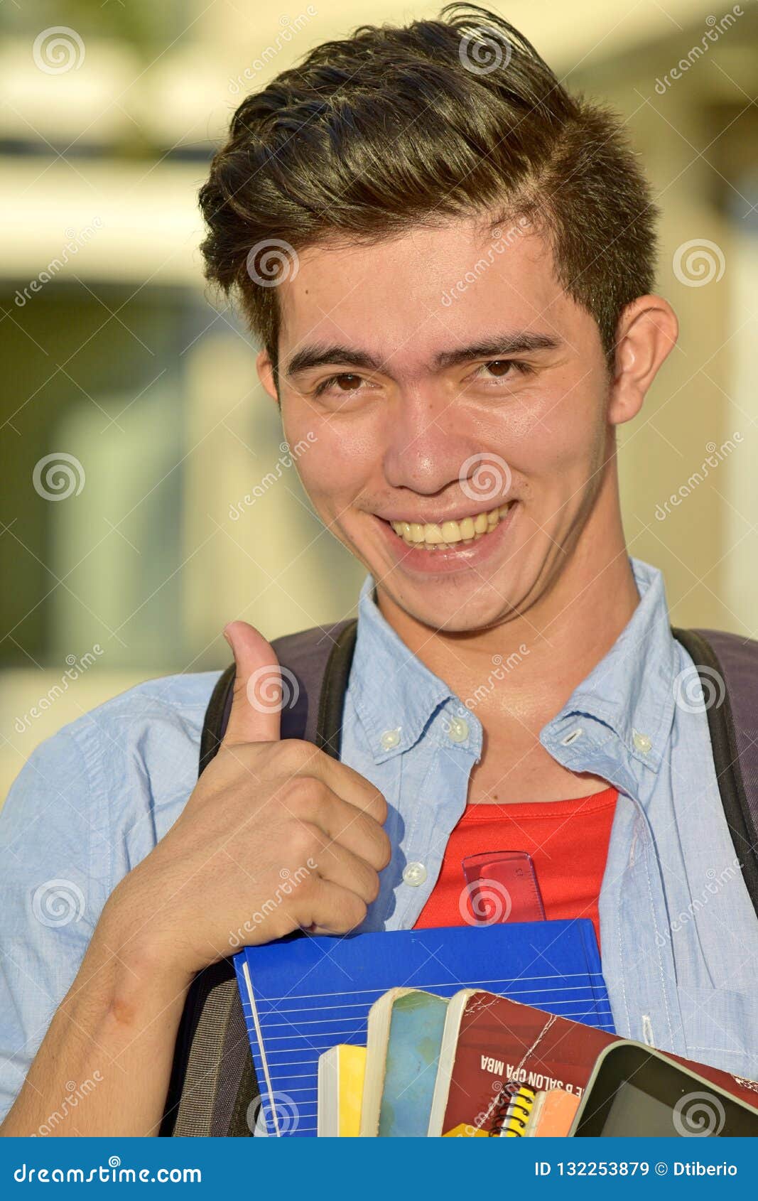 Successful Boy Student with Notebooks Stock Image - Image of college ...
