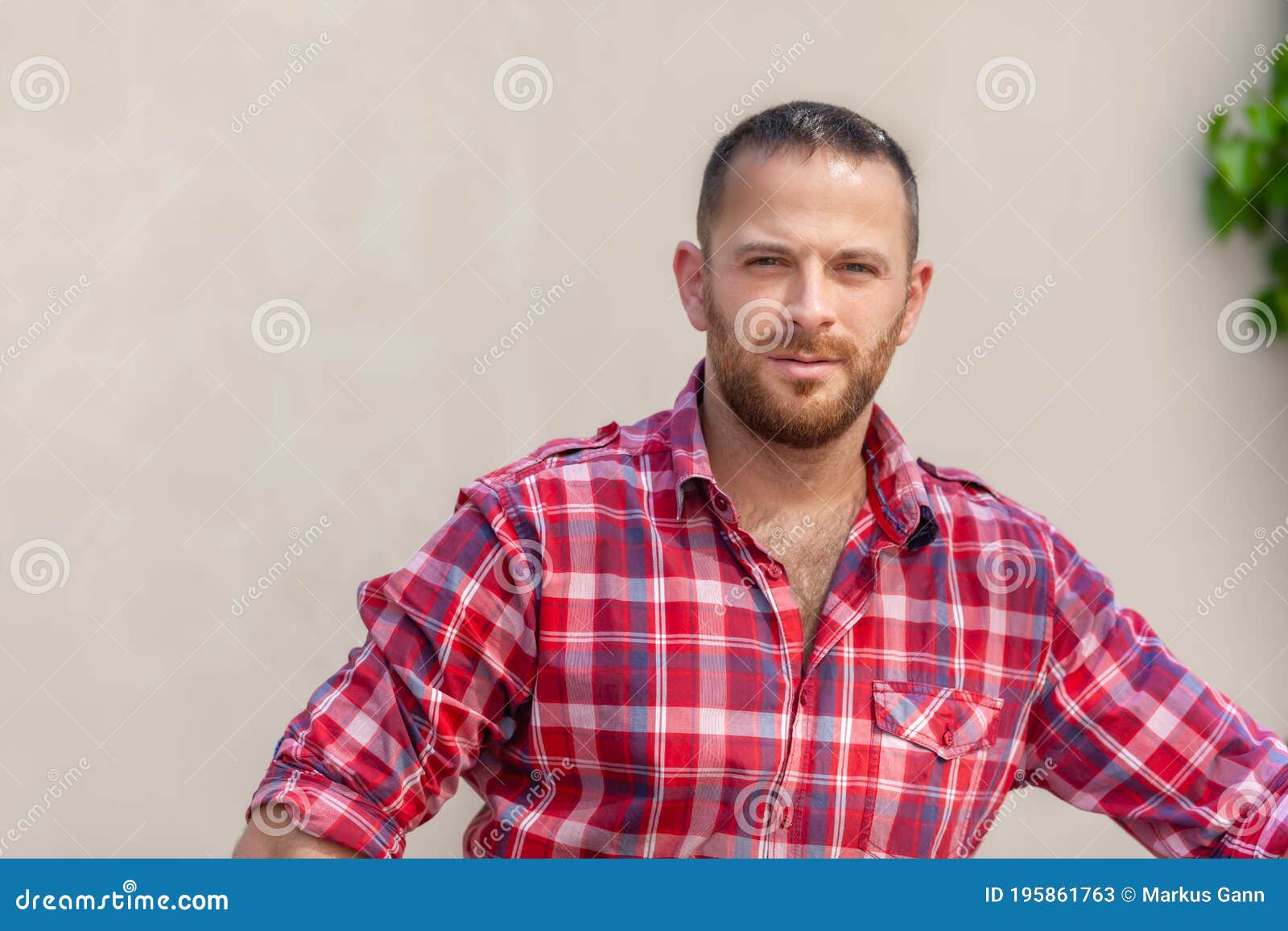 Handsome young bearded man stock image. Image of masculine - 195861763
