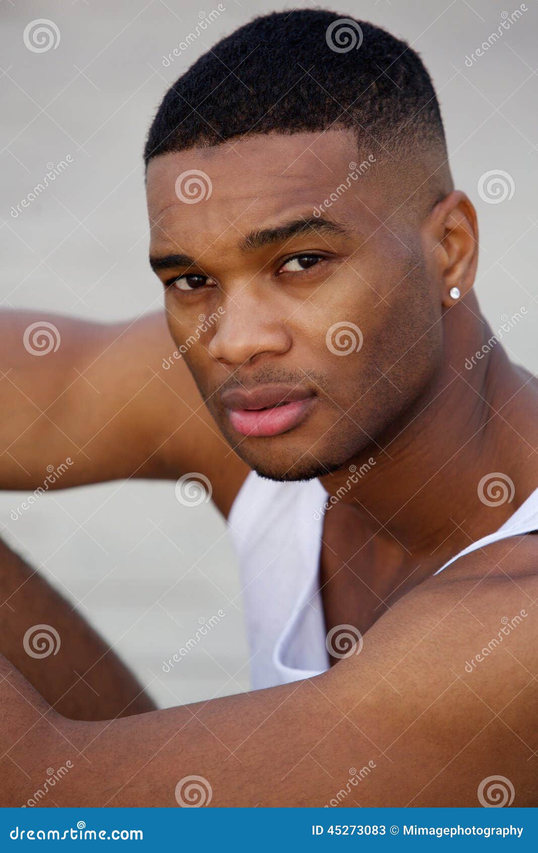 Handsome Young Black Man Looking at Camera Stock Image - Image of ...