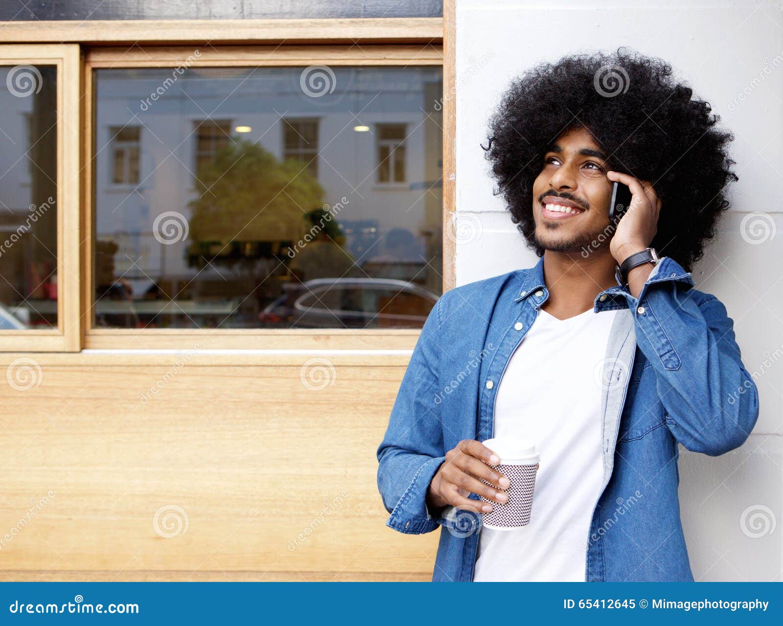 Handsome Young Black Man Using Mobile Phone Stock Image - Image of cool ...