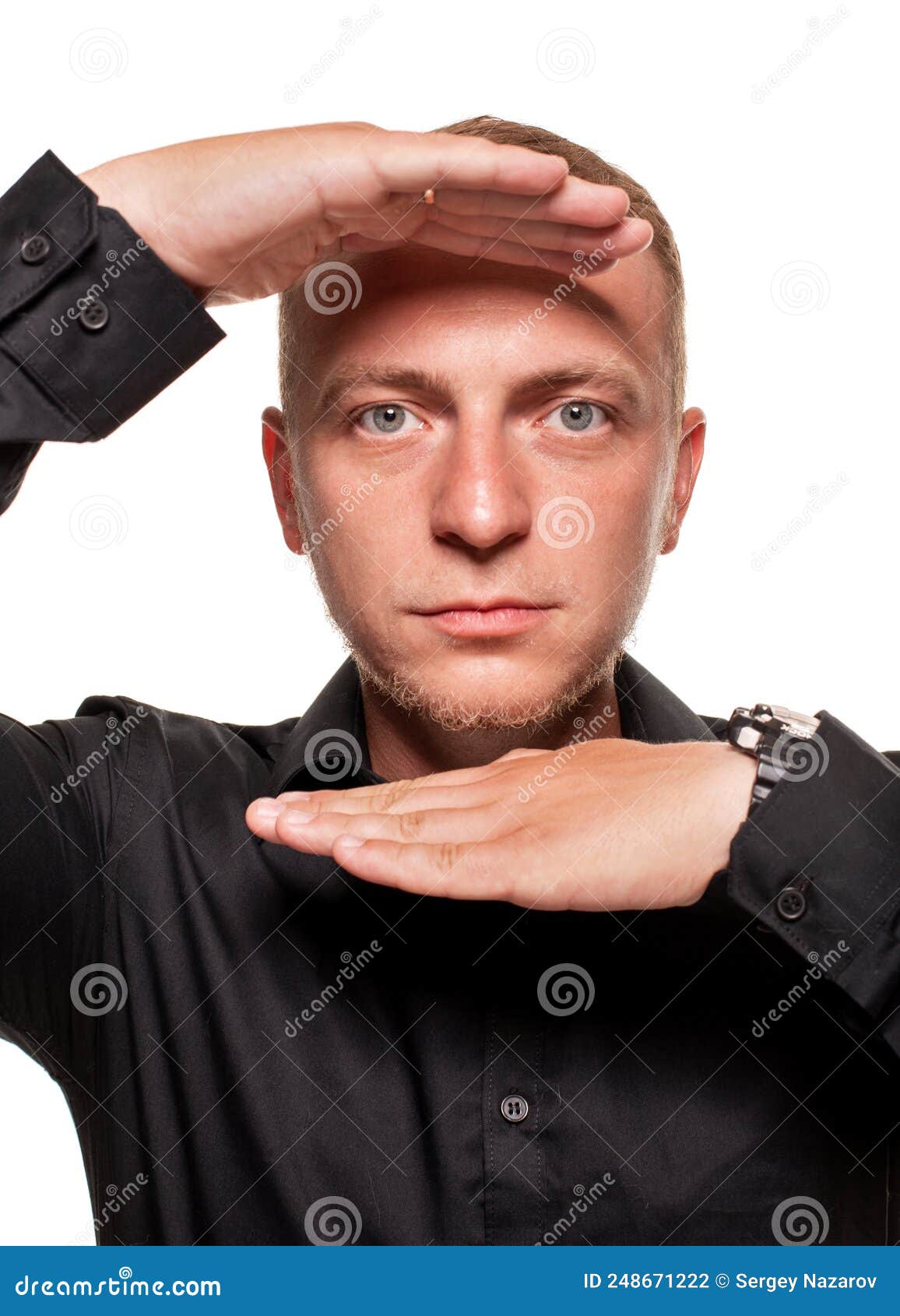Handsome Young Blond Man in a Black Shirt, Isolated on a White ... Handsome Young Blond Man in a Black Shirt, Isolated on a White ...