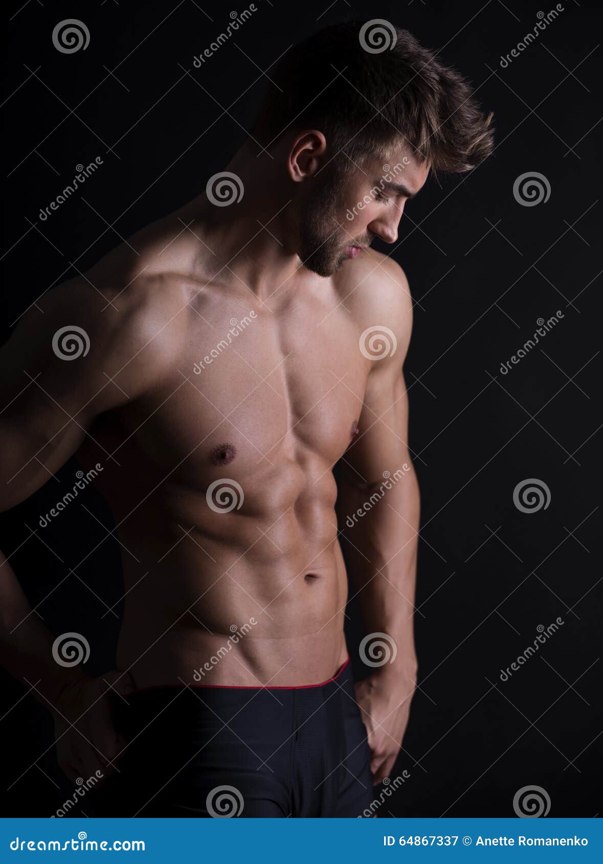 Handsome Young Bodybuilder with Toned Body Stock Image - Image of back ...