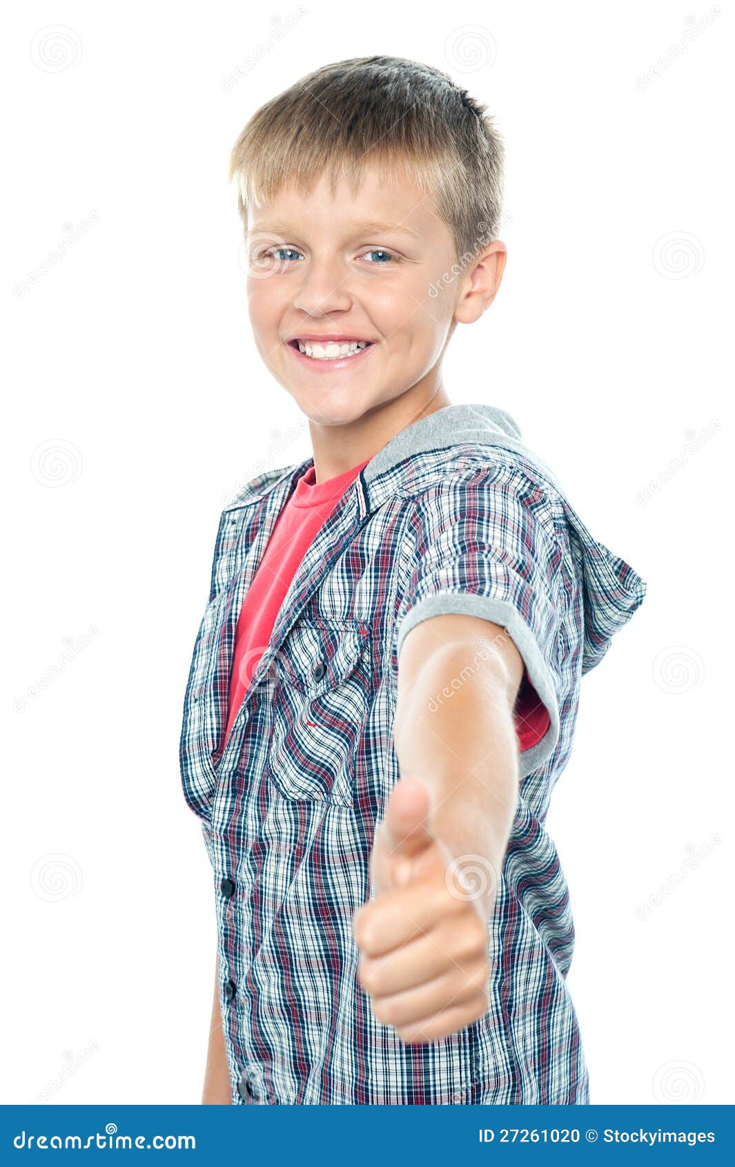 Handsome Young Boy Gesturing Thumbs Up Sign Stock Photo - Image of ...