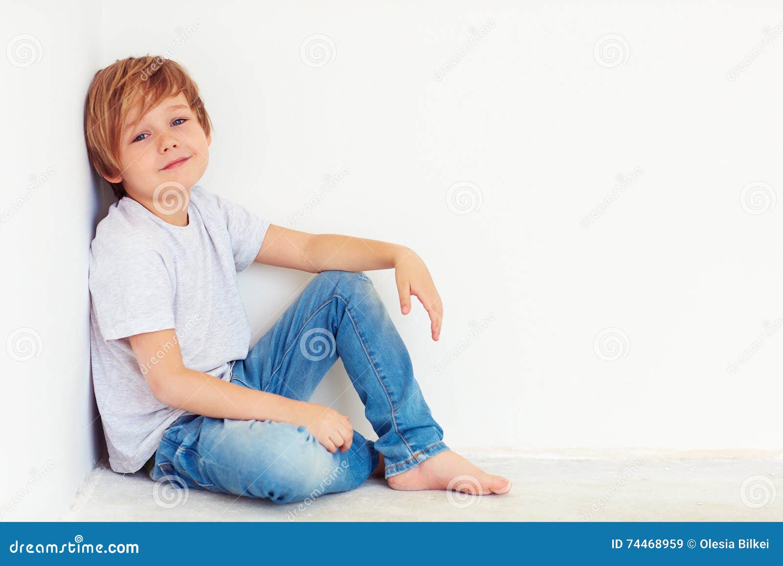 Handsome Young Boy, Kid Posing Near the White Wall Stock Image - Image ...