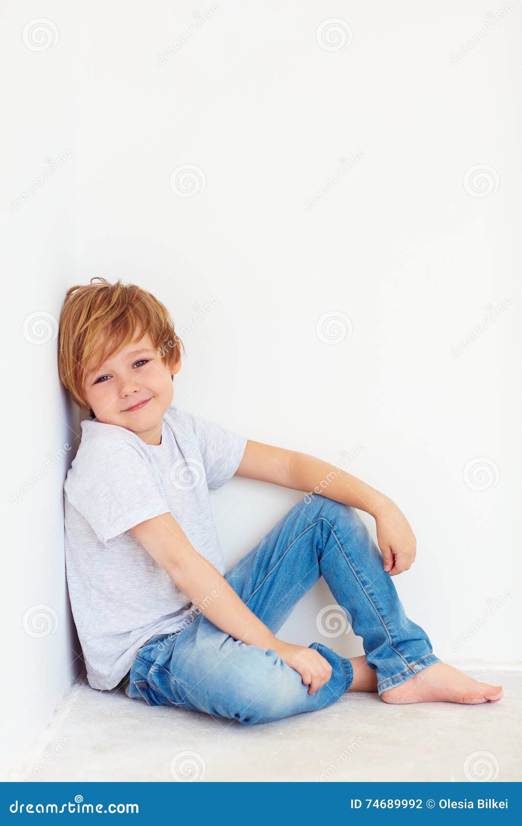 Handsome Young Boy, Kid Posing Near the White Wall Stock Photo - Image ...