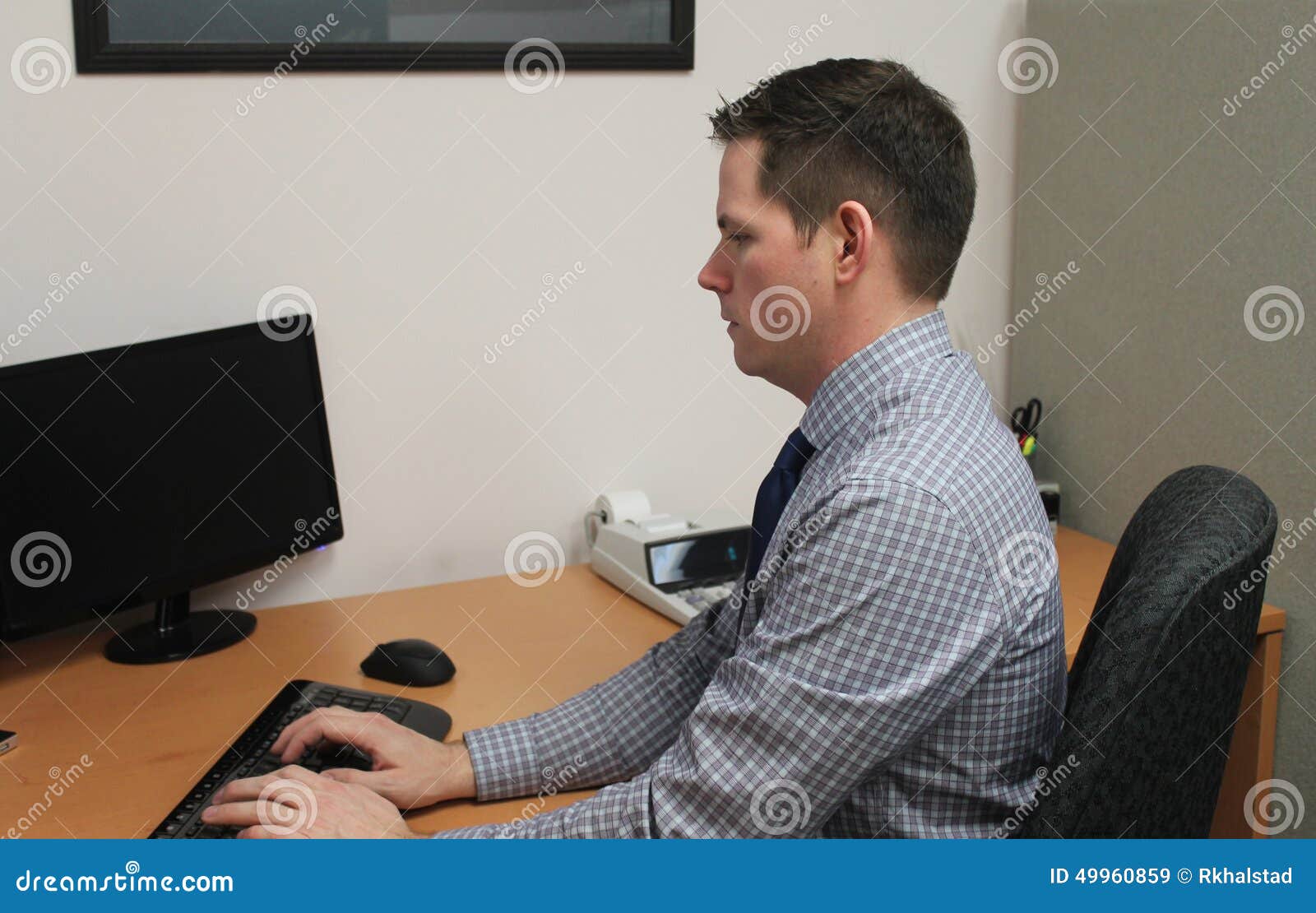 Handsome Young Business Man at Desk in Accounting Office Stock Image ...