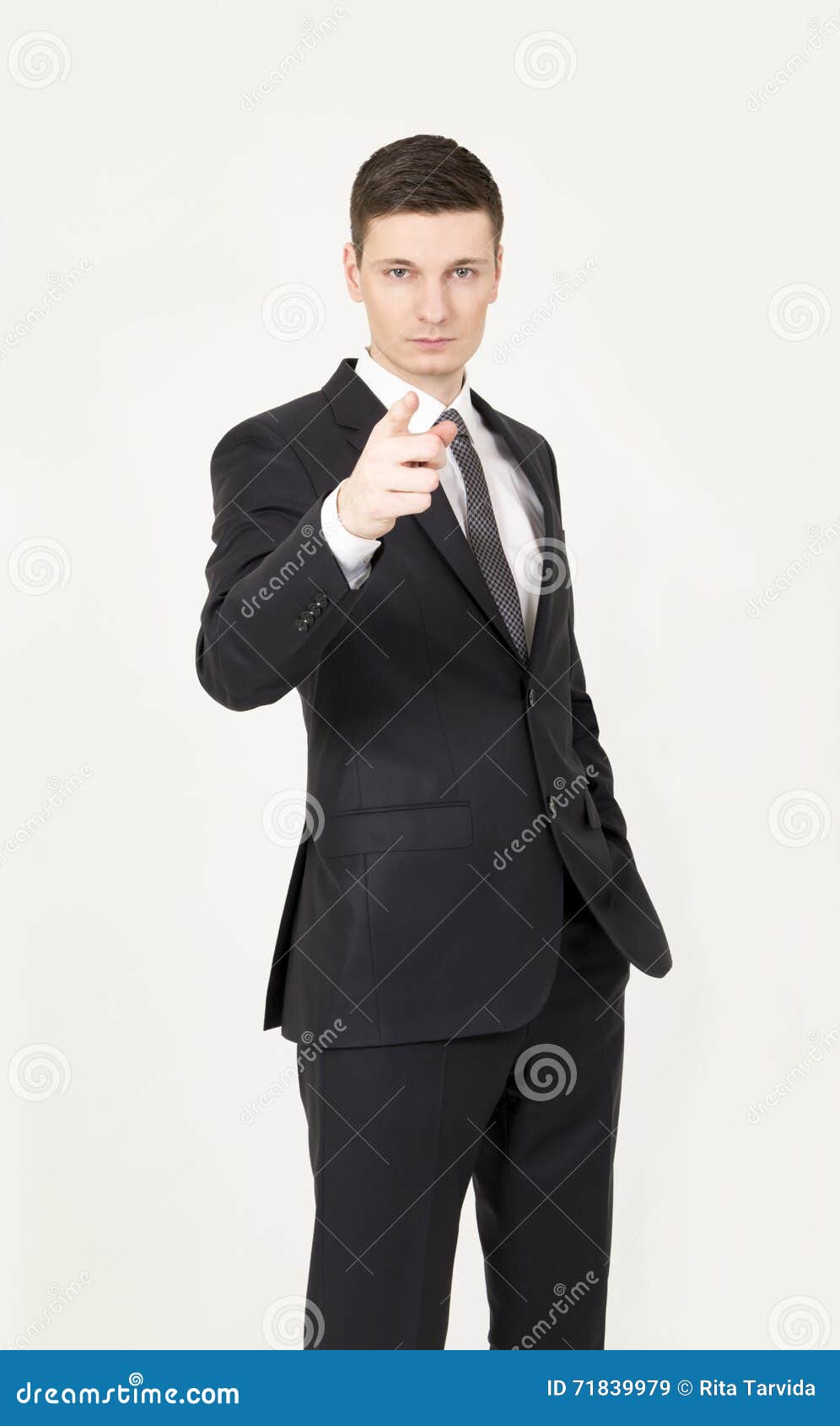 Handsome Young Business Man Points Finger at You Stock Image - Image of ...