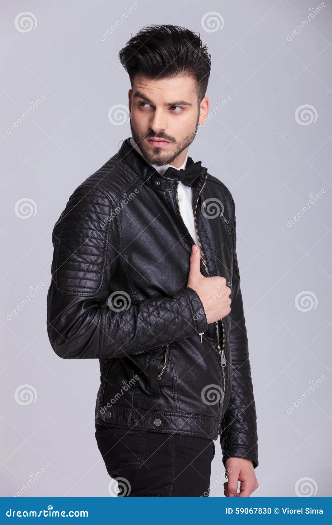 Handsome Young Business Man Wearing a Leather Jacket Stock Photo ...
