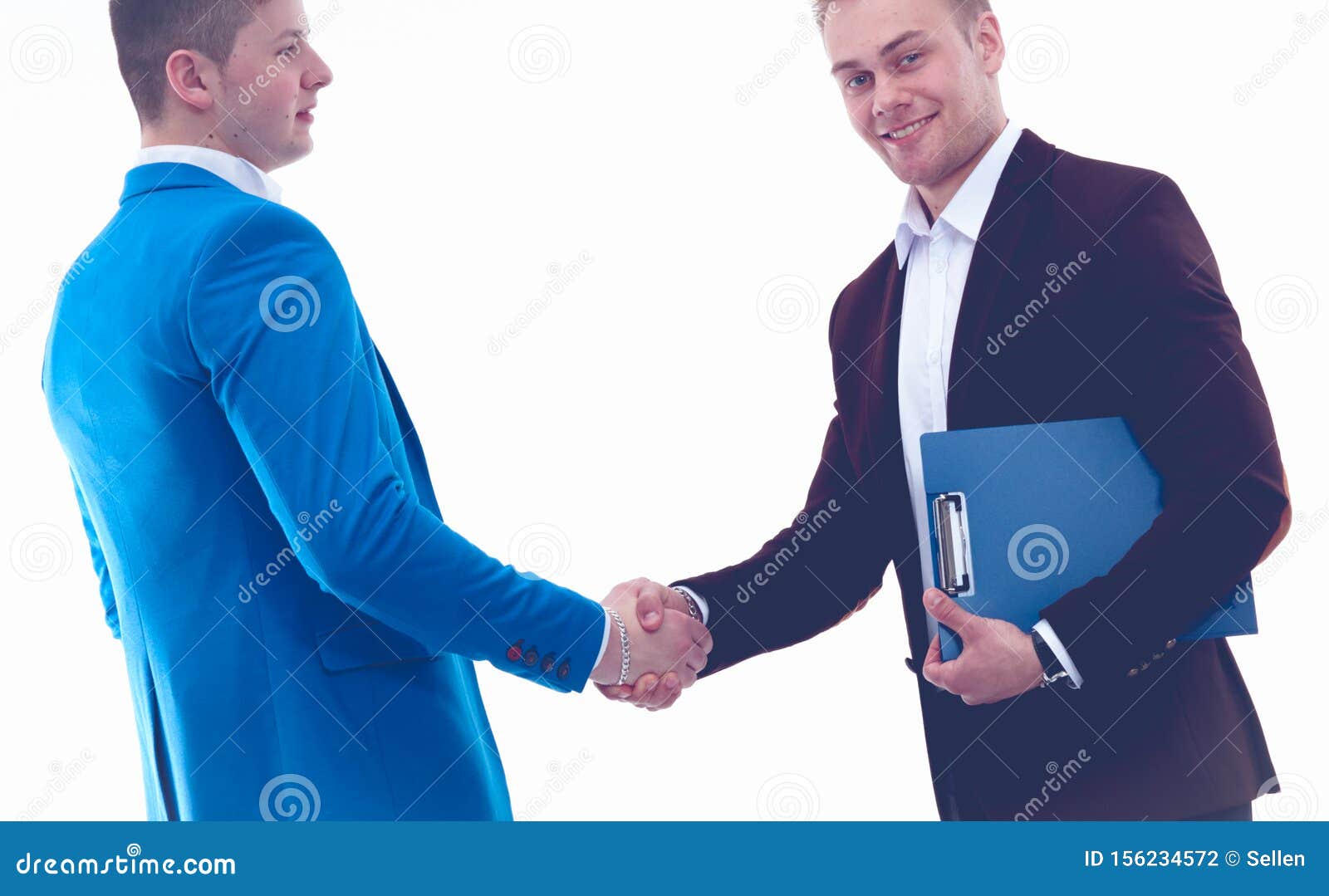 Handsome Young Business Men Shaking Hands, Standing Stock Photo - Image ...