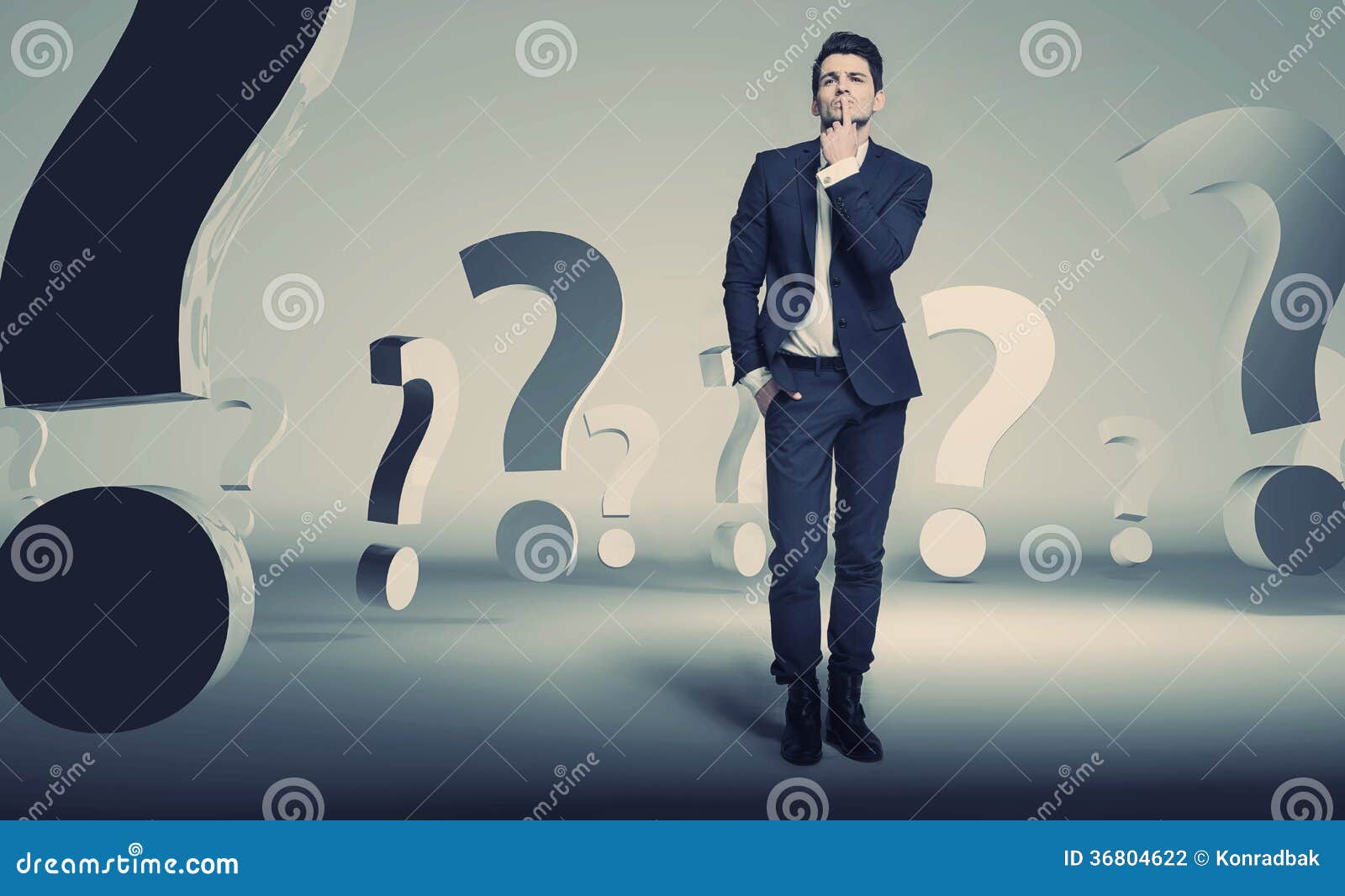 Handsome Young Businessman about Question Stock Photo - Image of ...