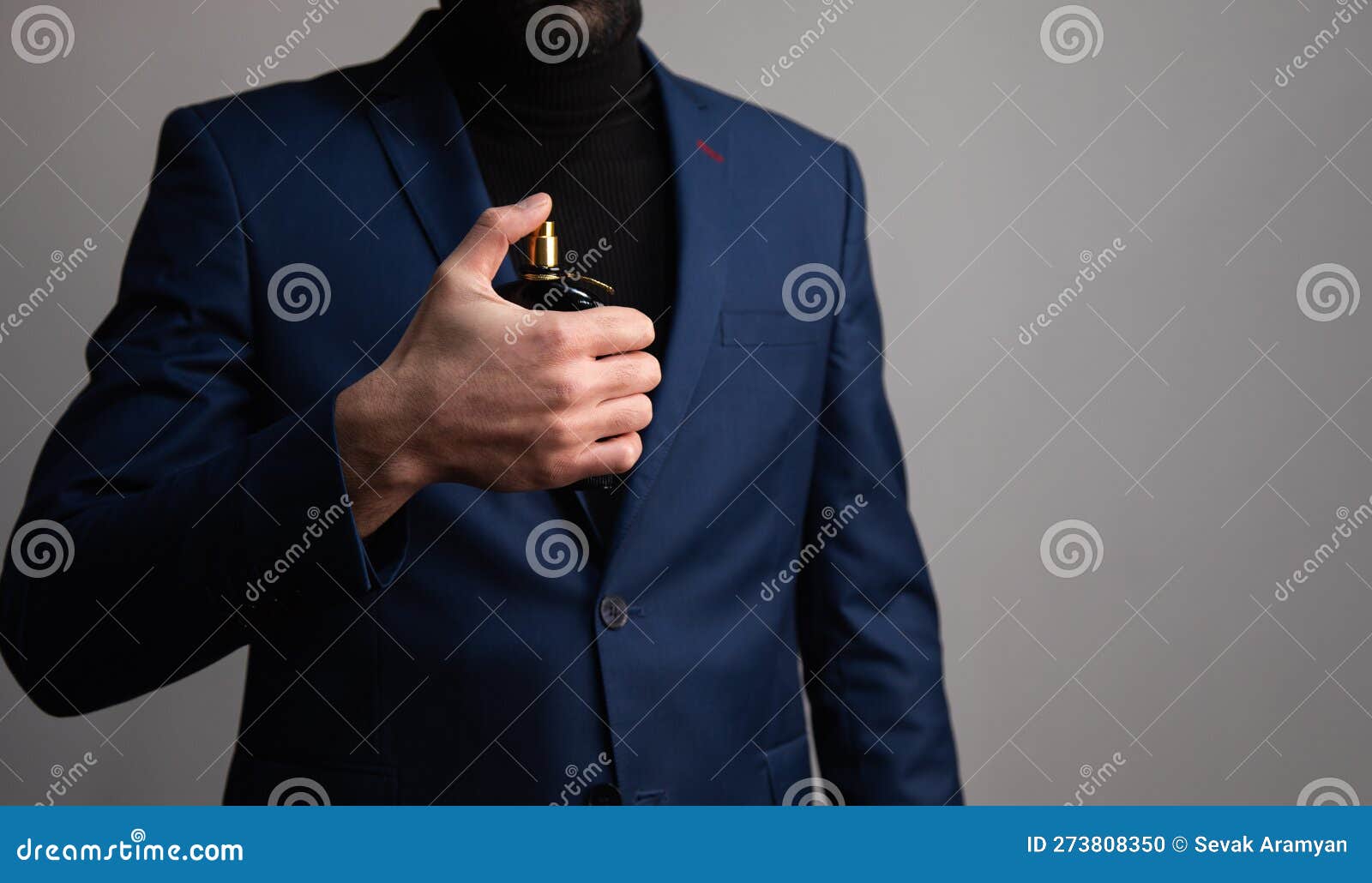 Young Business Man Using Perfume Stock Photo - Image of bottle, hand ...
