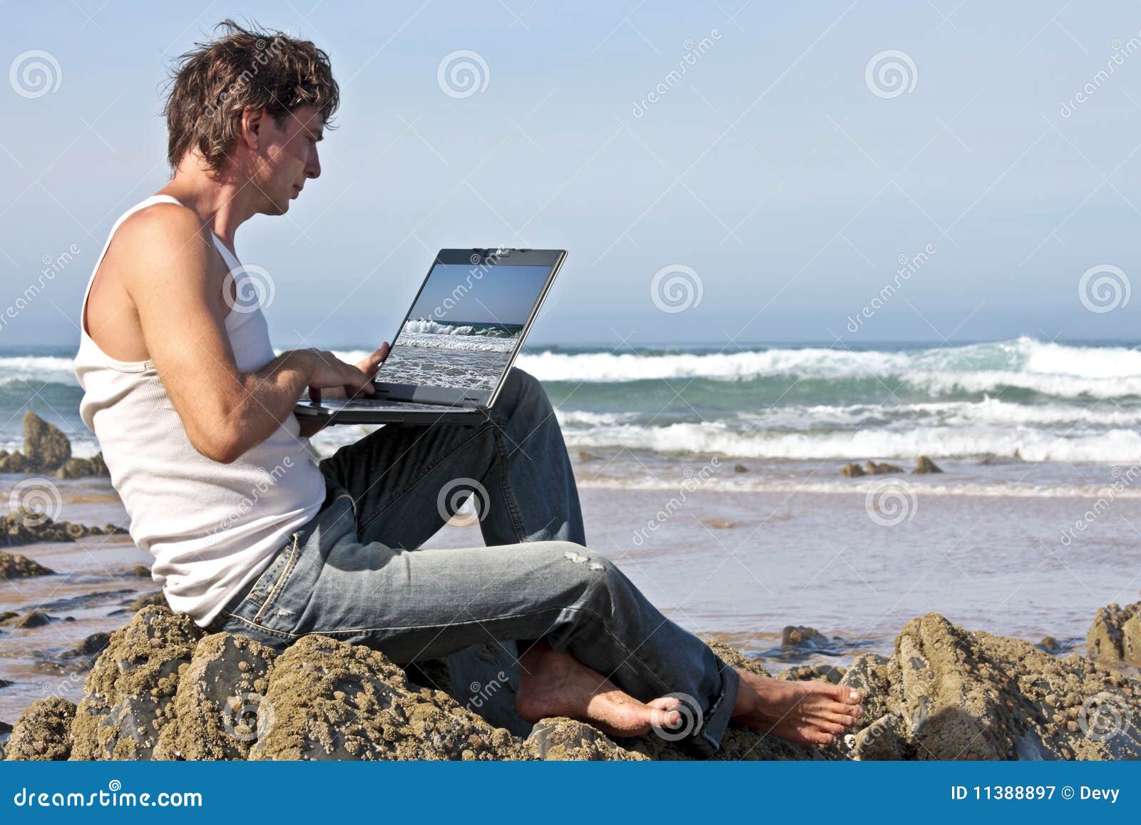 Handsome Young Bussiness Guy Working on the Intern Stock Image - Image ...