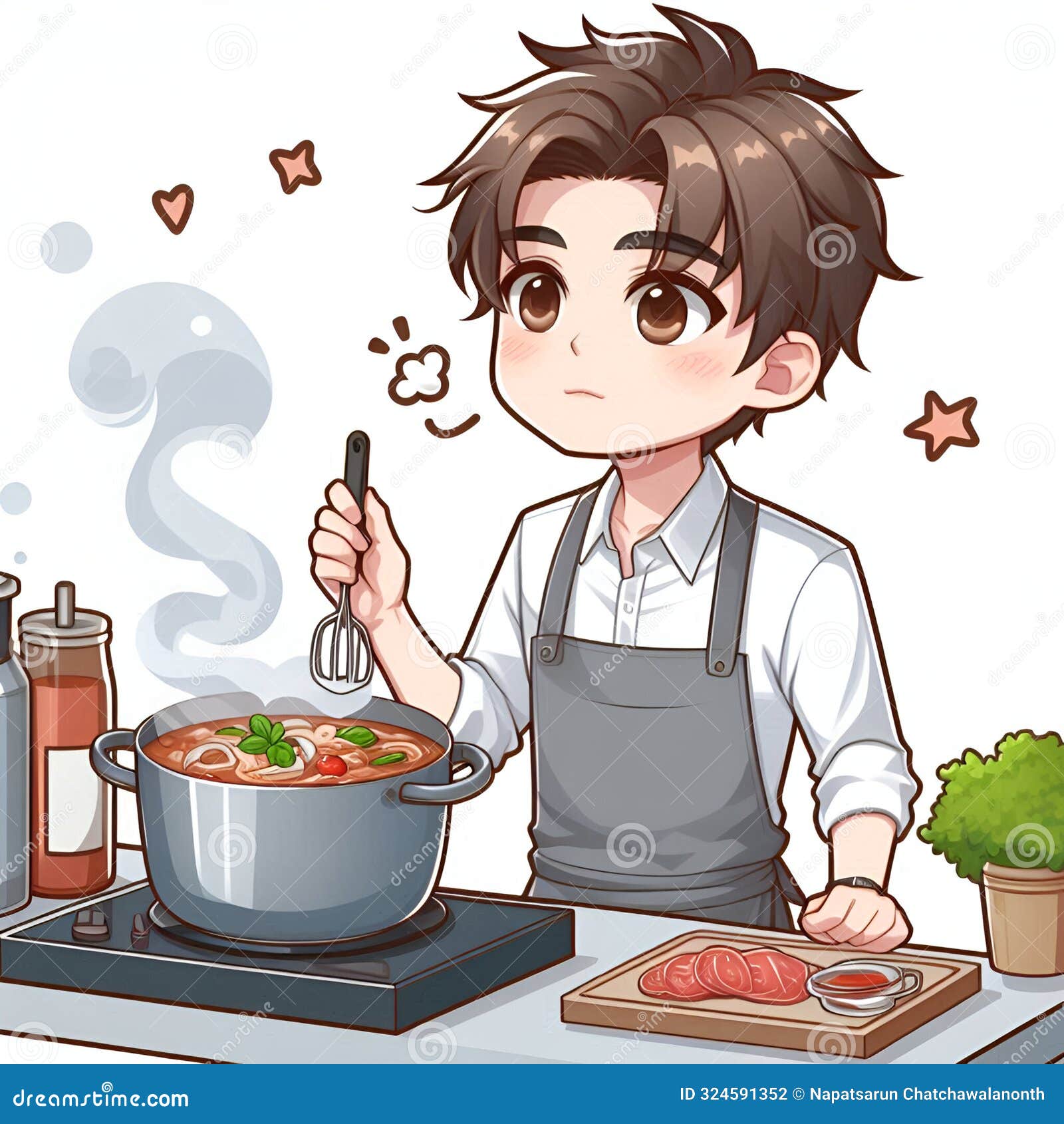 Handsome Young Chef Mastering the Art of Cooking, Generative AI. Stock ...