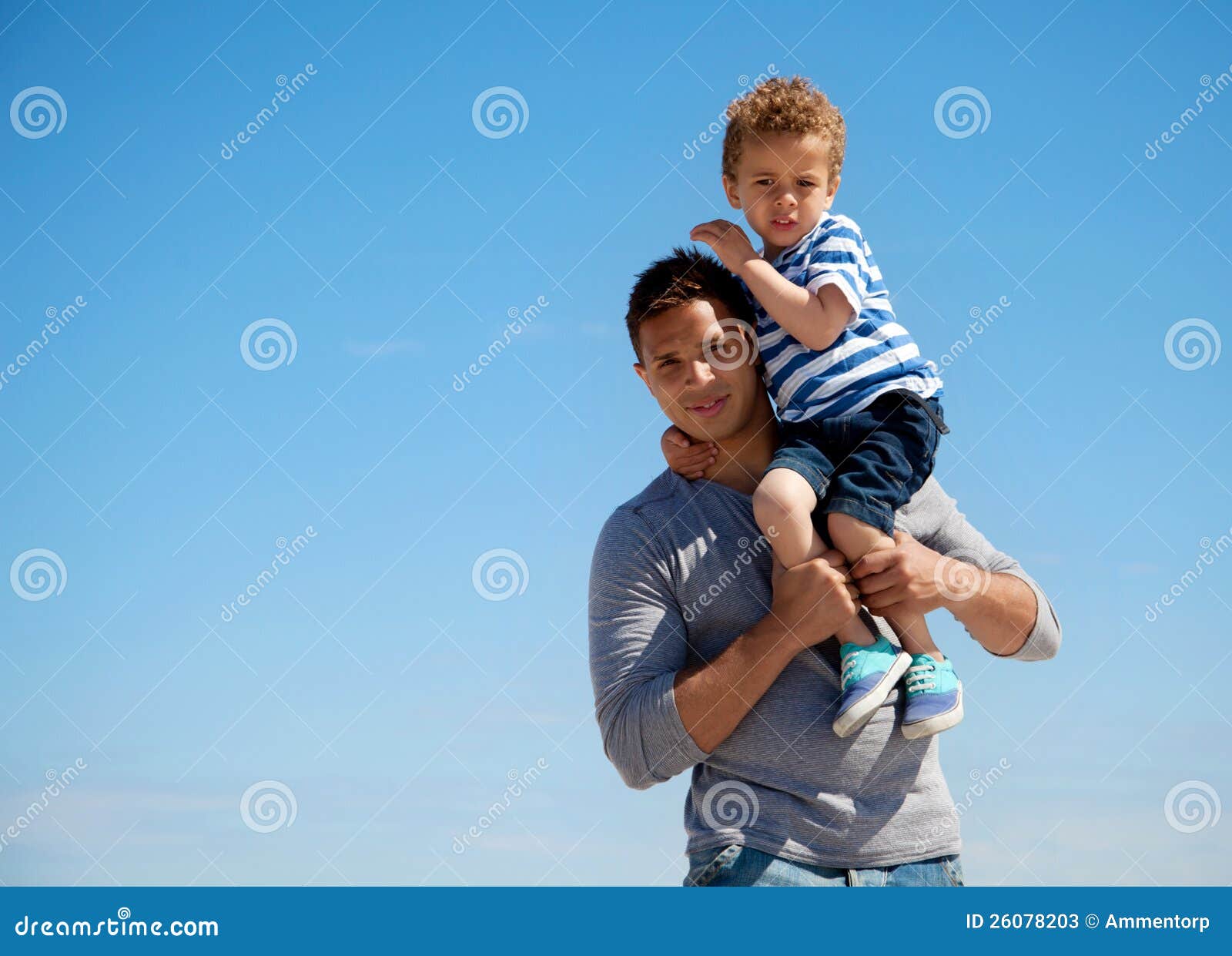 Handsome Young Dad Carries Son Stock Image - Image of cute, bright ...