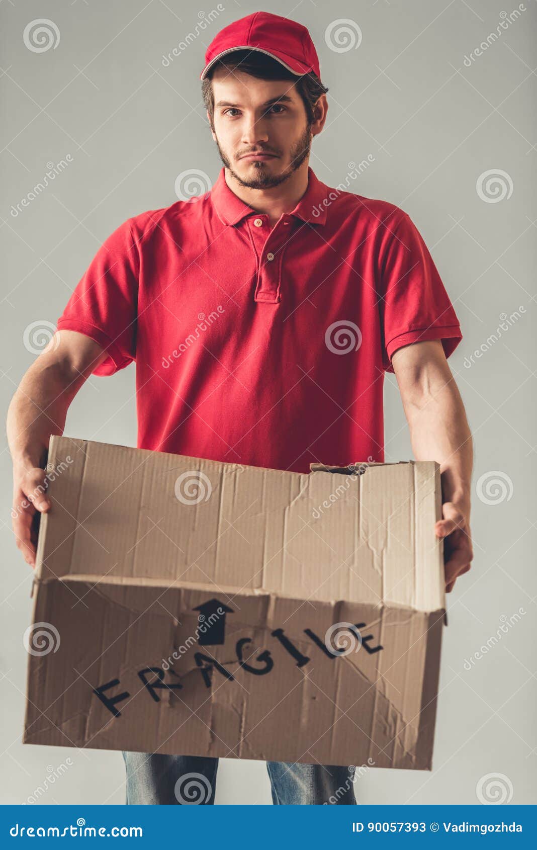 Handsome Young Delivery Worker Stock Image - Image of male, looking ...