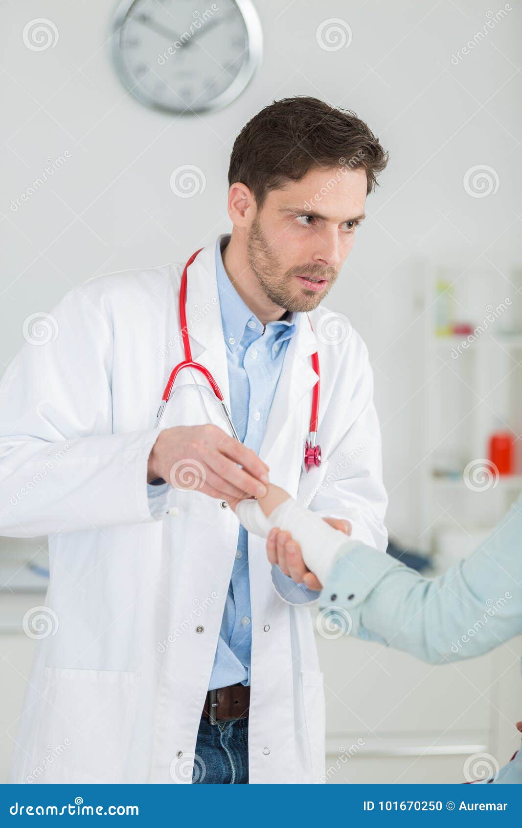 Handsome Young Doctor at Work in Office Stock Photo - Image of indoors ...