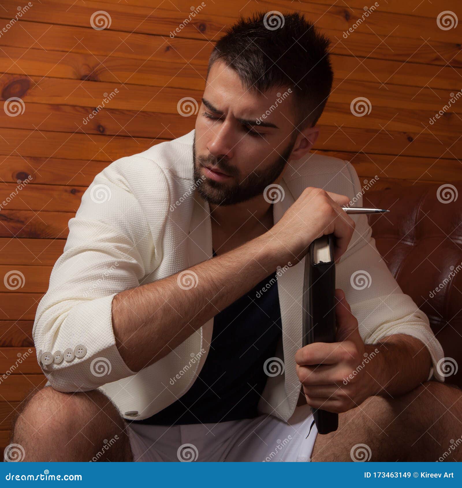 Handsome Young Elegant Man in House Interior. Stock Image - Image of ...