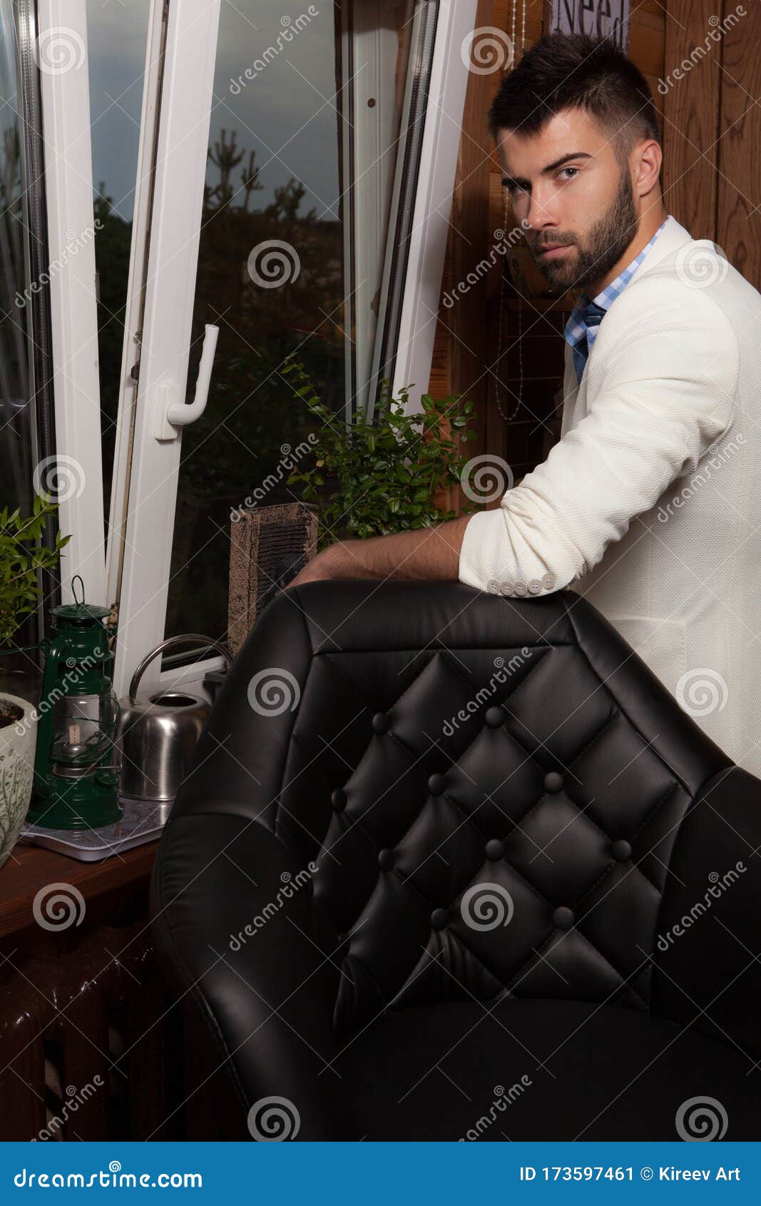 Handsome Young Elegant Man in House Interior. Stock Image - Image of ...