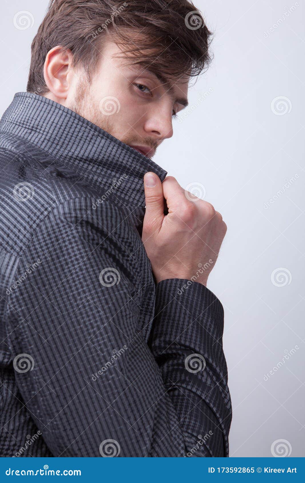 Handsome Young Elegant Man Studio Portrait Close-up. Stock Image ...