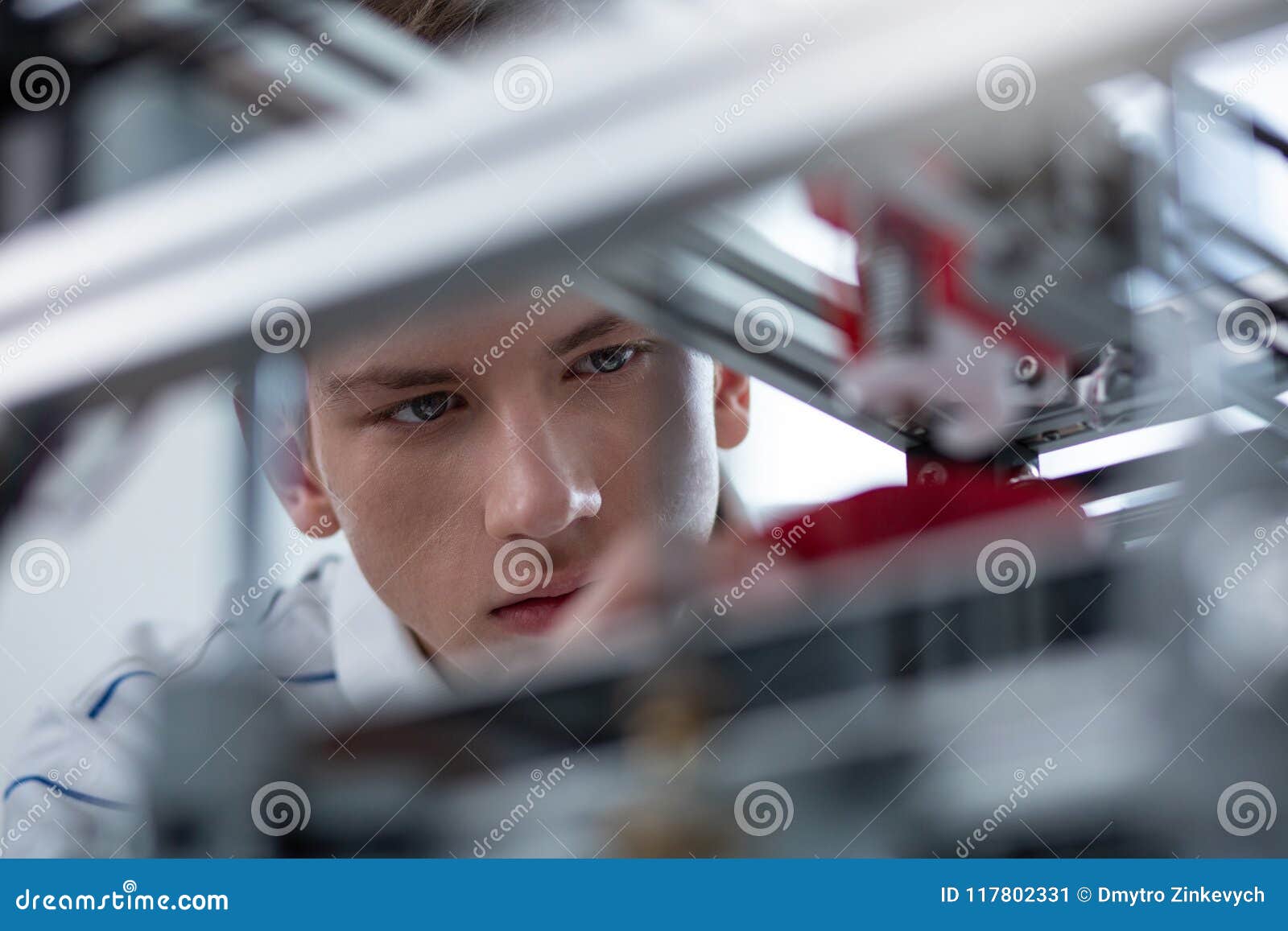 Handsome Young Engineer Being Focused on 3D Printing Stock Image ...